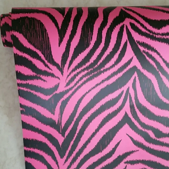 York Wallcoverings | Wall Decor | Wallpaper Pink Black Zebra Print ...